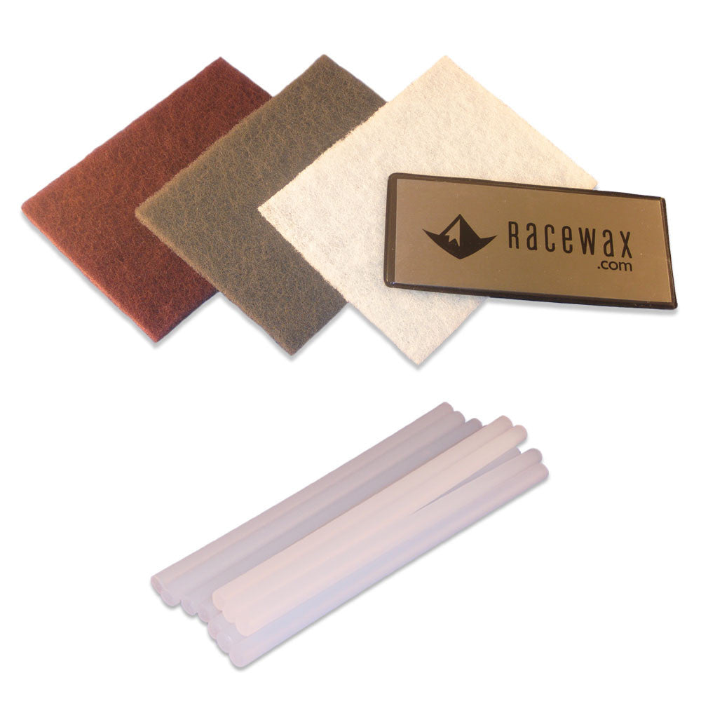 RaceWax Ptex Ski Base Repair Kit 10 clear p-tex metal scraper +3 3M pa ...